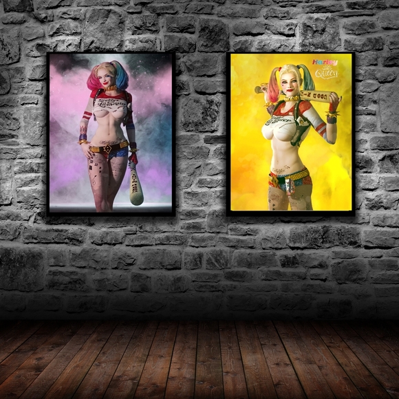 Dc Comics Art Sexy Harley Quinn Art Prints Set 1x85 Framed Wall Decor Poshmark